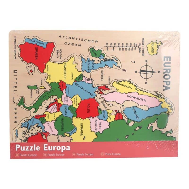 Puzzle din lemn cu Harta Europei colorata, 4 ani plus, Legler | Briele.ro