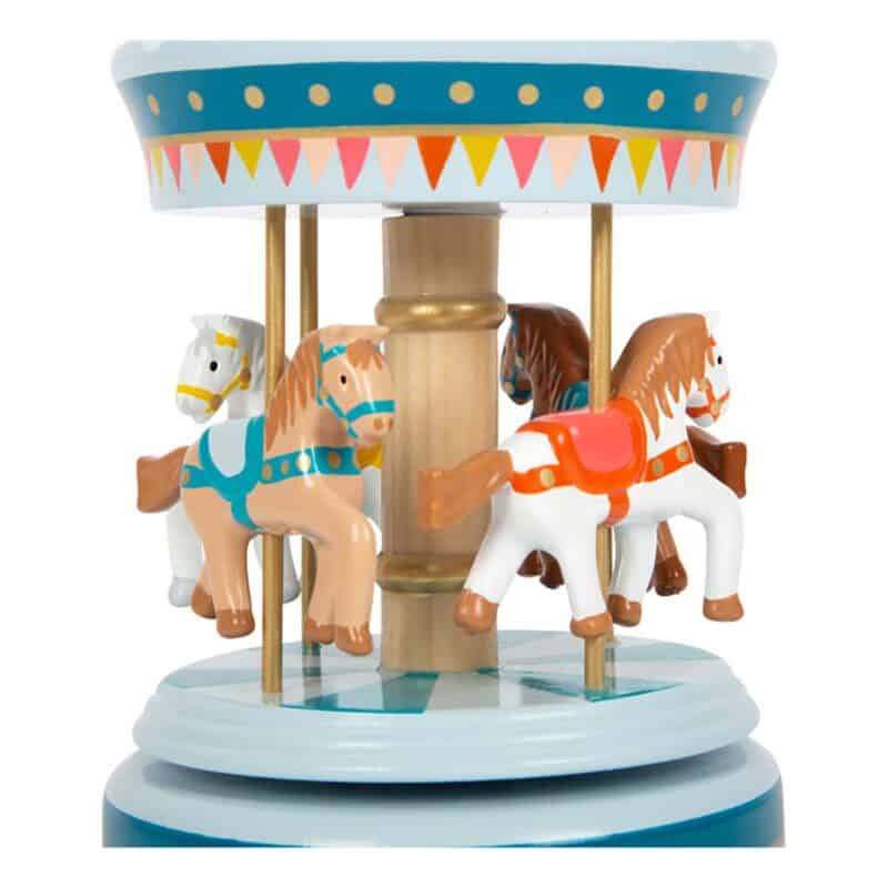 Cutie muzicala Caruselul cu caluti colorati din lemn, Legler | Briele.ro
